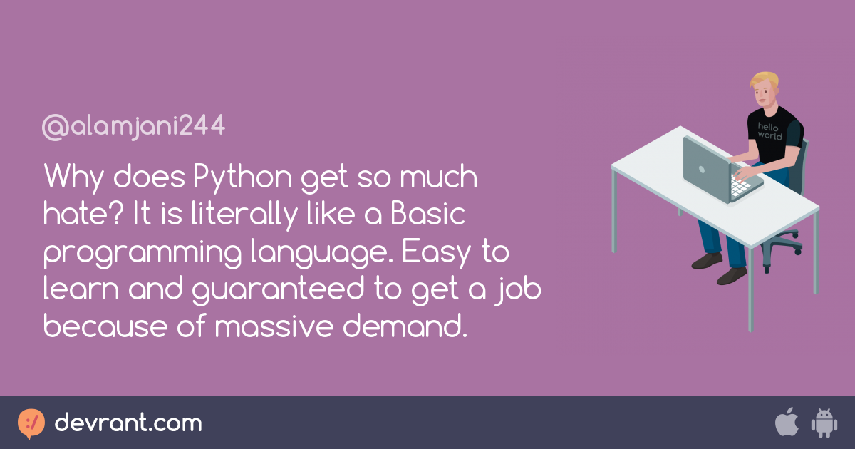 Why Does Python Get So Much Hate It Is Literally Like A Basic Programming Language Easy To
