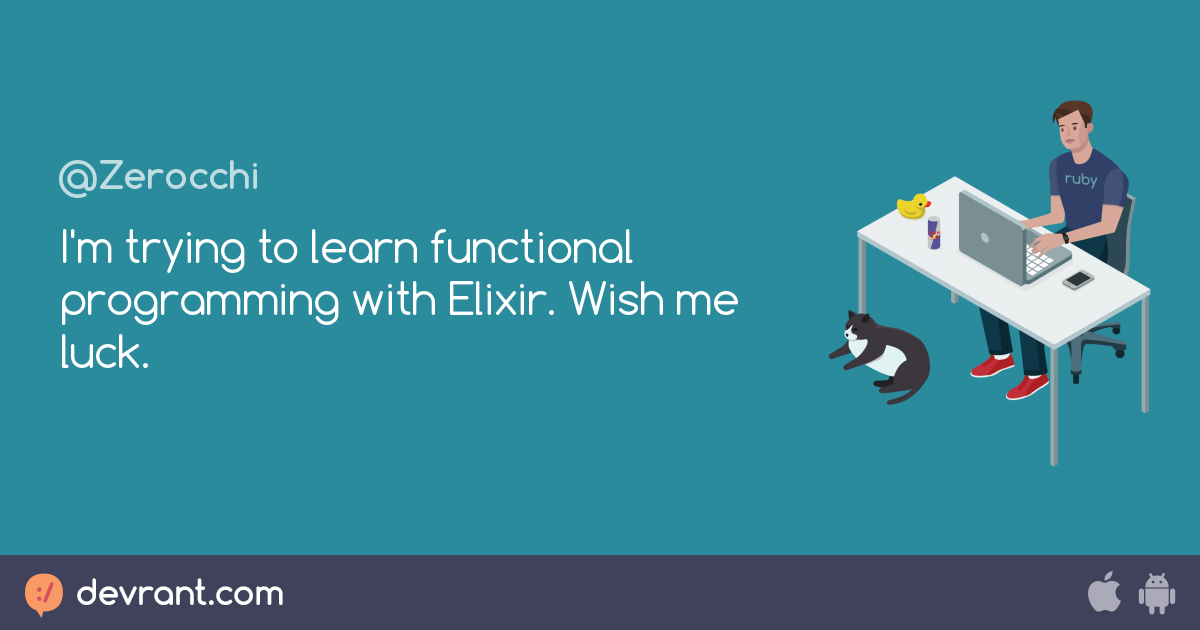Elixir Im Trying To Learn Functional Programming With Elixir Wish Me Luck Devrant