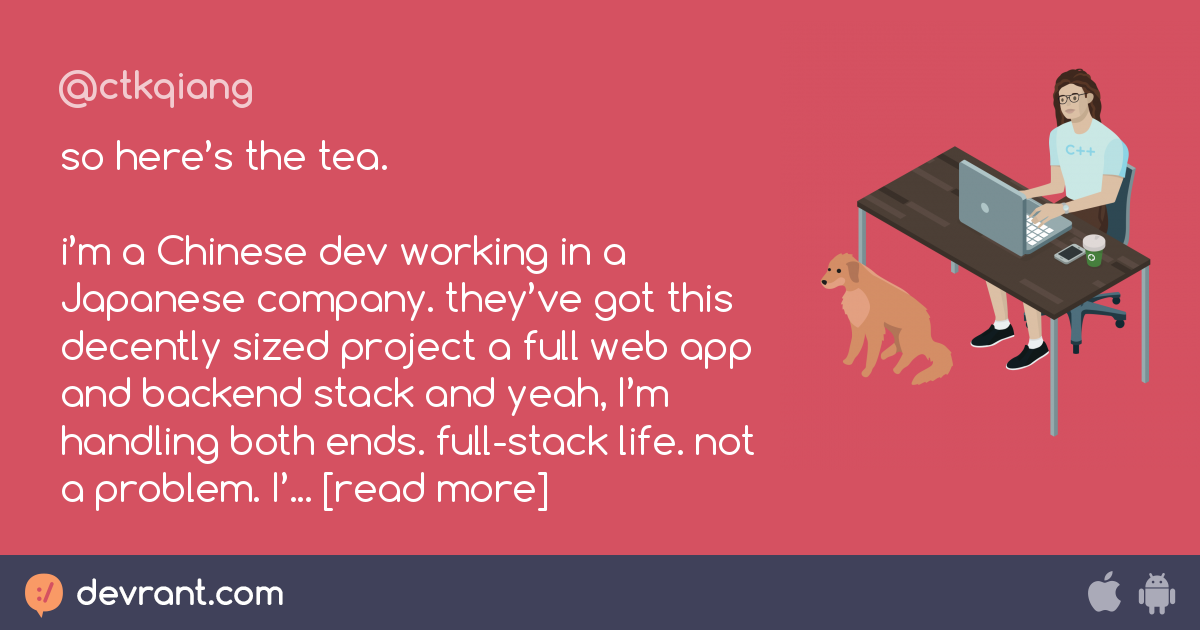 stripe - so here’s the tea. i’m a Chinese dev working in a Japanese company. they’ve got this ...