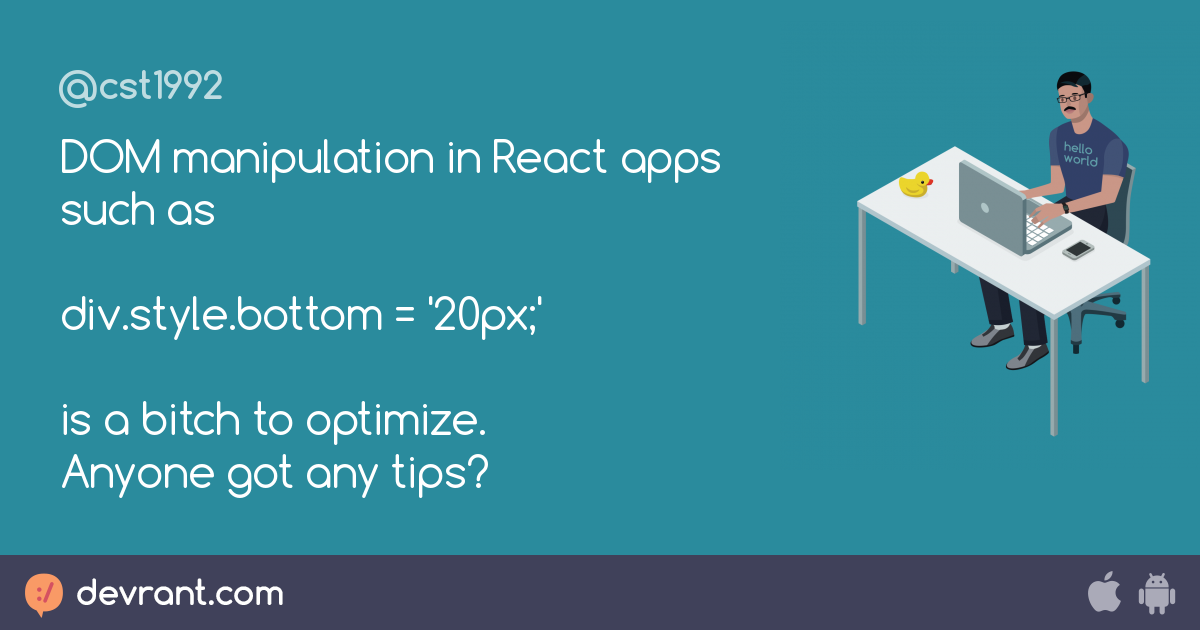 dom - DOM manipulation in React apps such as div.style.bottom = '20px ...