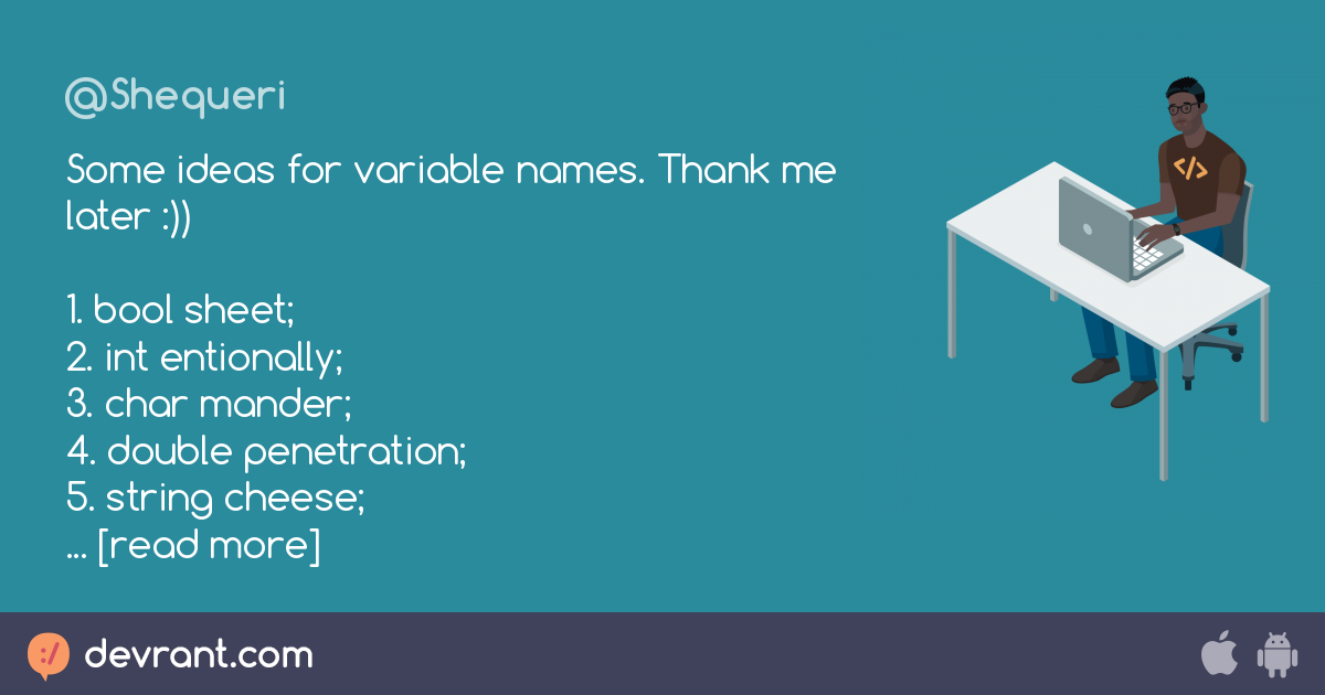 Variable Names Some Ideas For Variable Names Thank Me Later 1 Bool Sheet 2 Int 