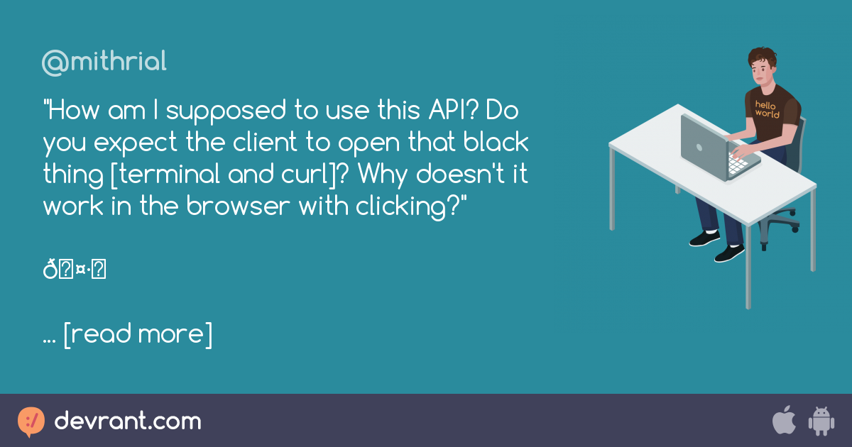 "How am I supposed to use this API? Do you expect the client to open that black thing [terminal ...