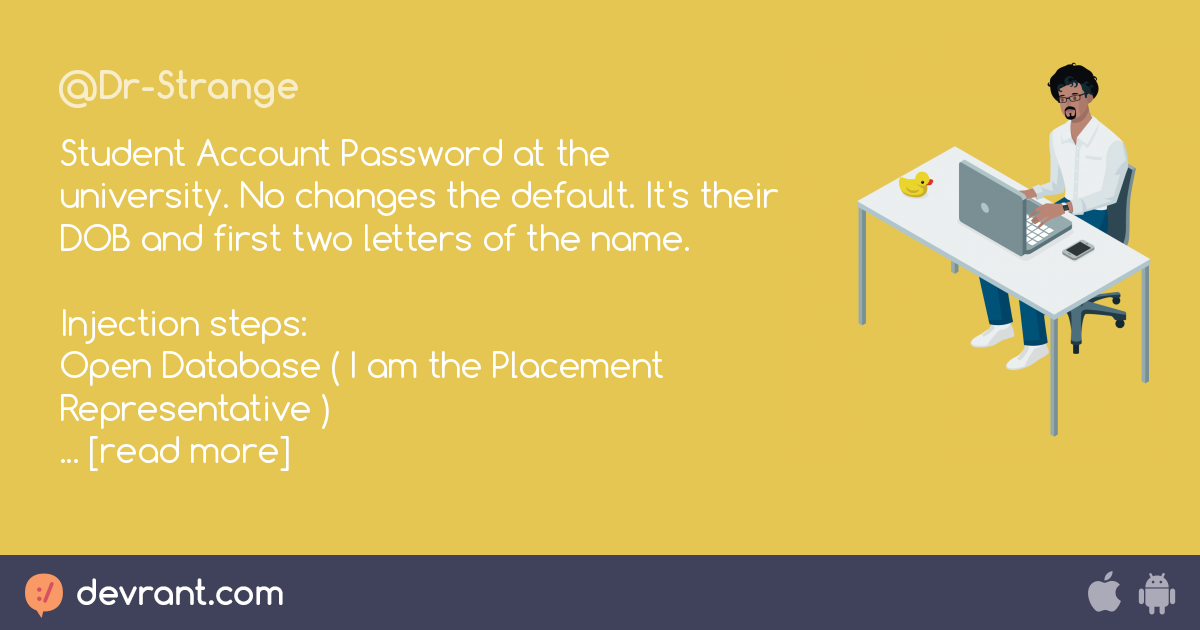 Worst security bug/feature you've seen? - devRant
