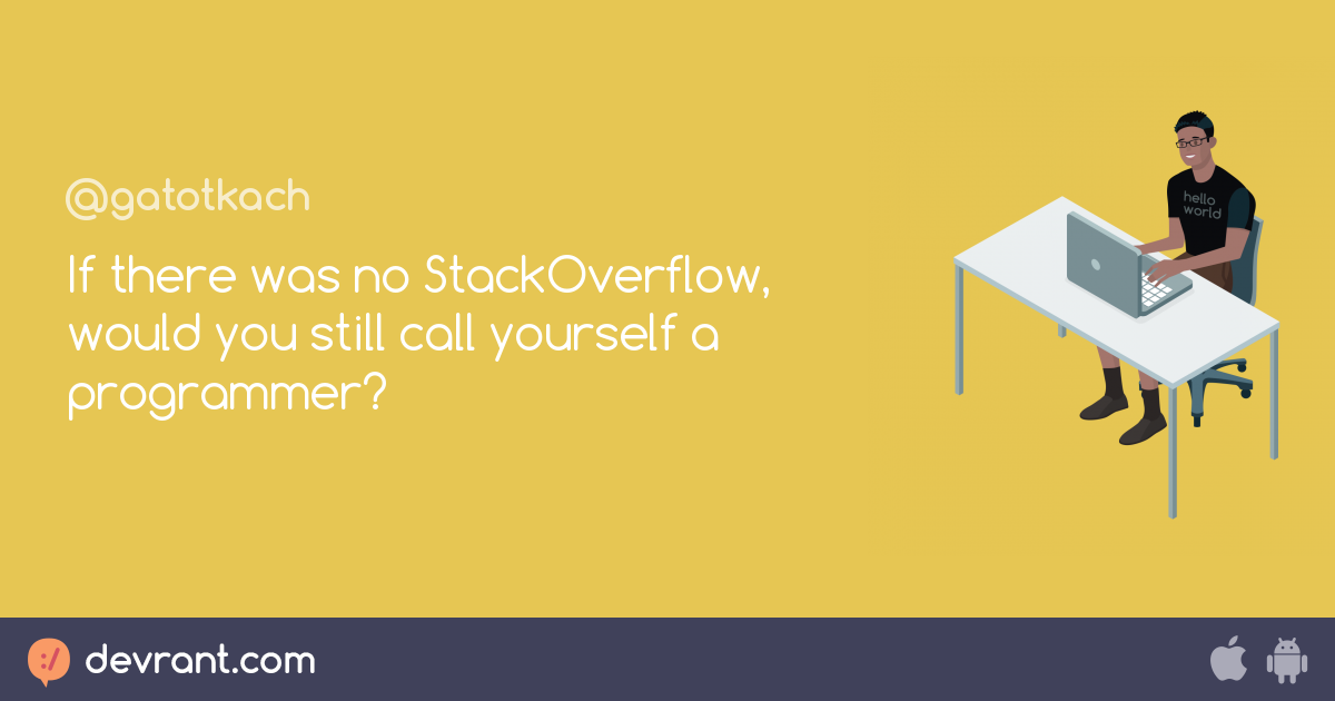 Stackoverflow If There Was No Stackoverflow Would You Still Call Yourself A Programmer Devrant 3910