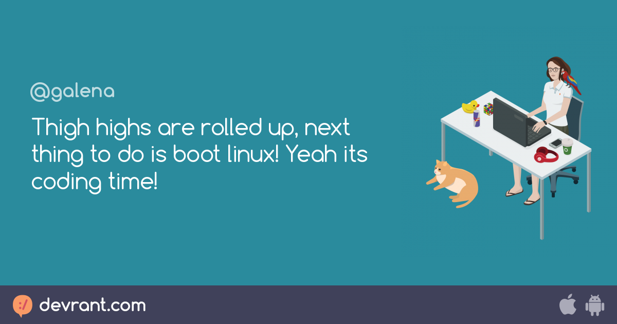 Thigh Highs Are Rolled Up Next Thing To Do Is Boot Linux Yeah Its Coding Time Devrant