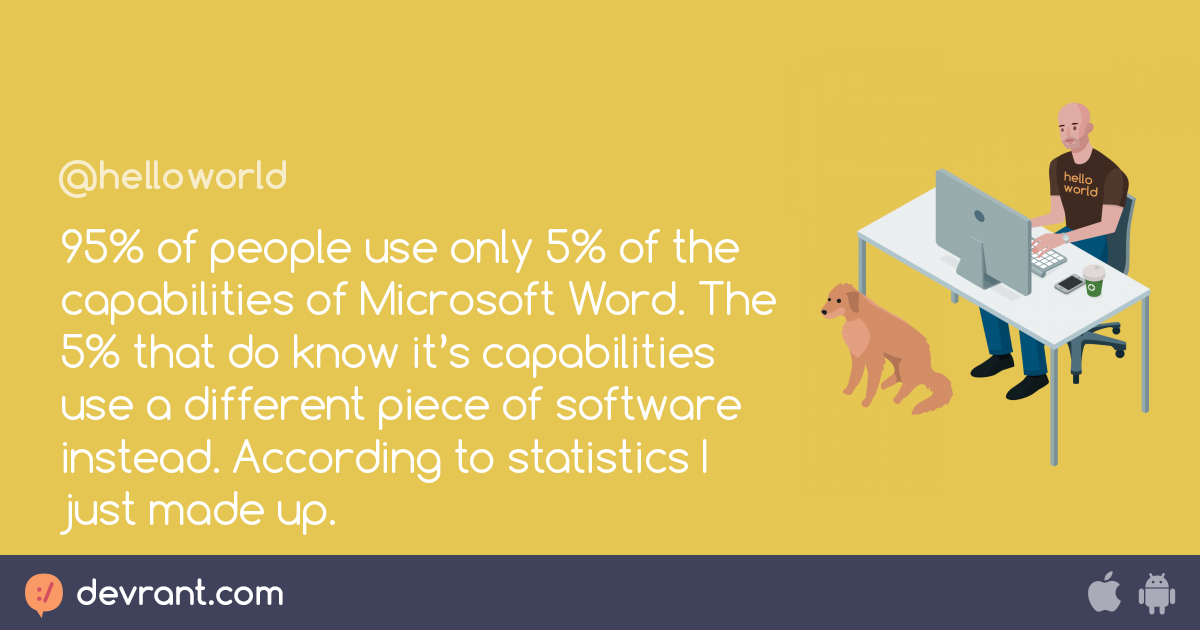 word up - 95% of people use only 5% of the capabilities of Microsoft Word. The 5% that do know ...