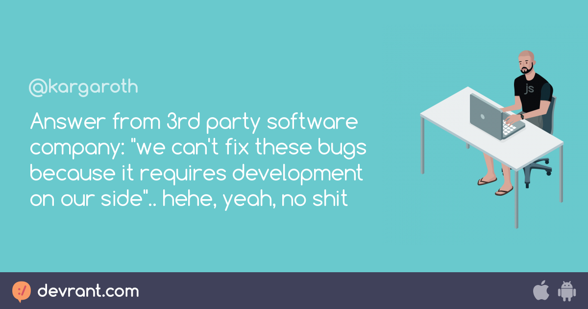 Answer from 3rd party software company: "we can't fix these bugs because it requires development ...