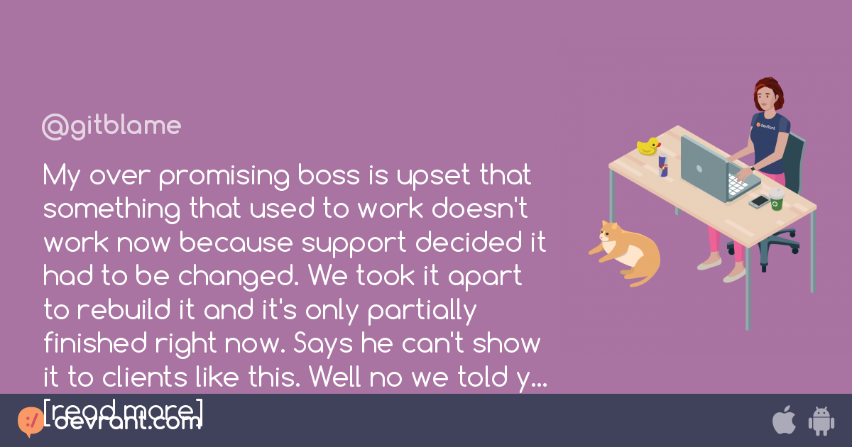 boss problems - My over promising boss is upset that something that ...